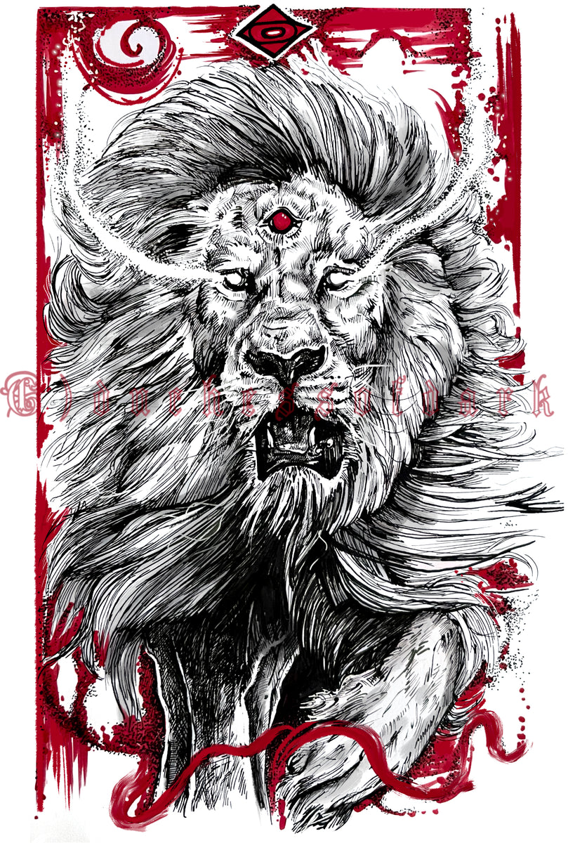 Giclee Fine Art Print Lion - (Fantasy, Gothic, Power Totem Animal) A6 ...
